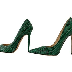 Jimmy Choo | Shoes | Jimmy Choo Green Anouk Snakeskin Pointedtoe Pumps ...